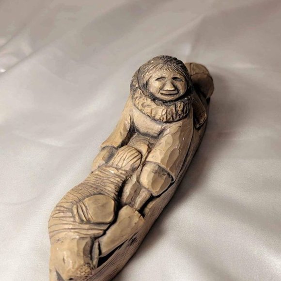 Accents | Vintage Native American Eskimo Hand Carved White Beige Stone ...